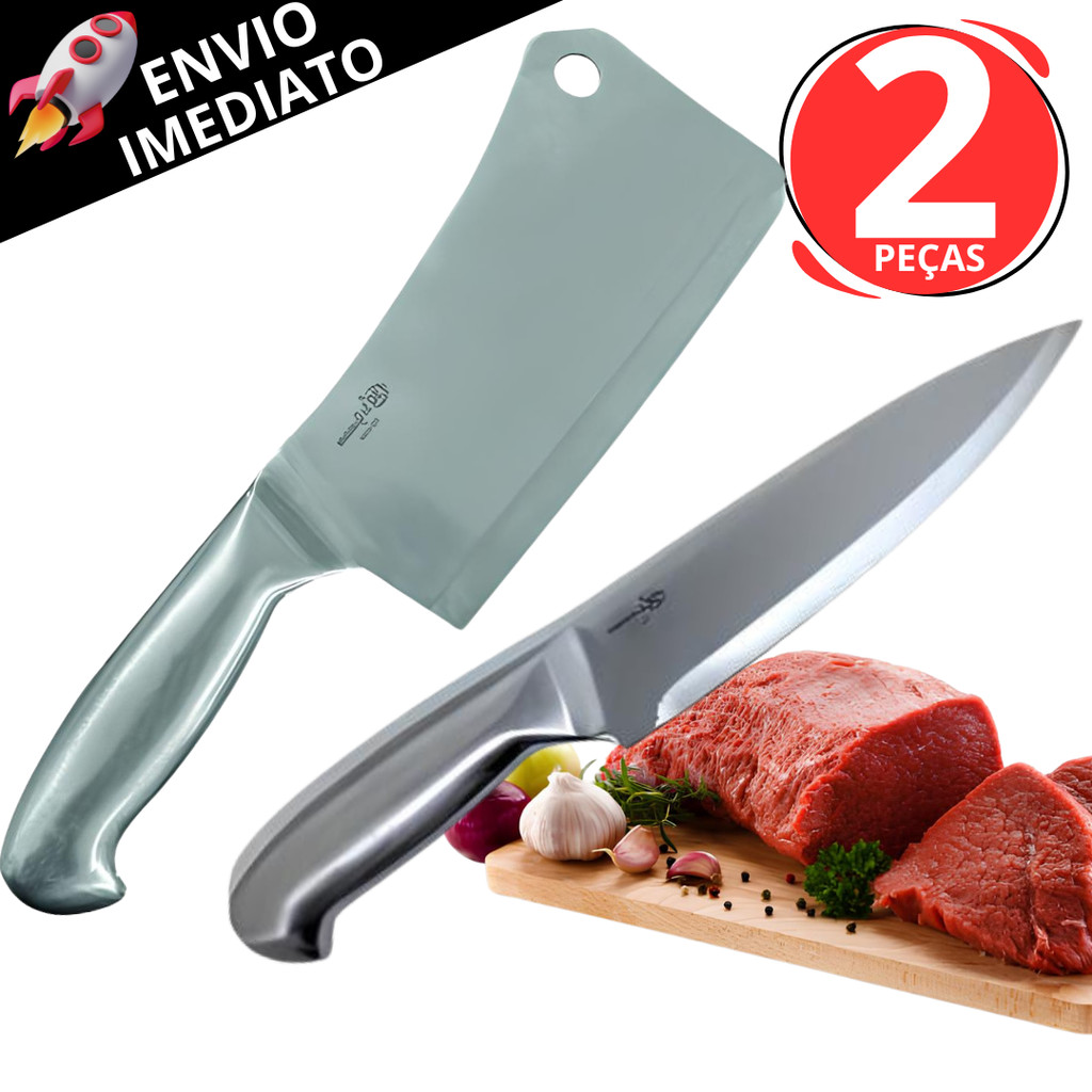 Kit 2 Cutelo Inox N°6 E Faca Toda Em Inox N°6 Linha Texas Facas Premium ...