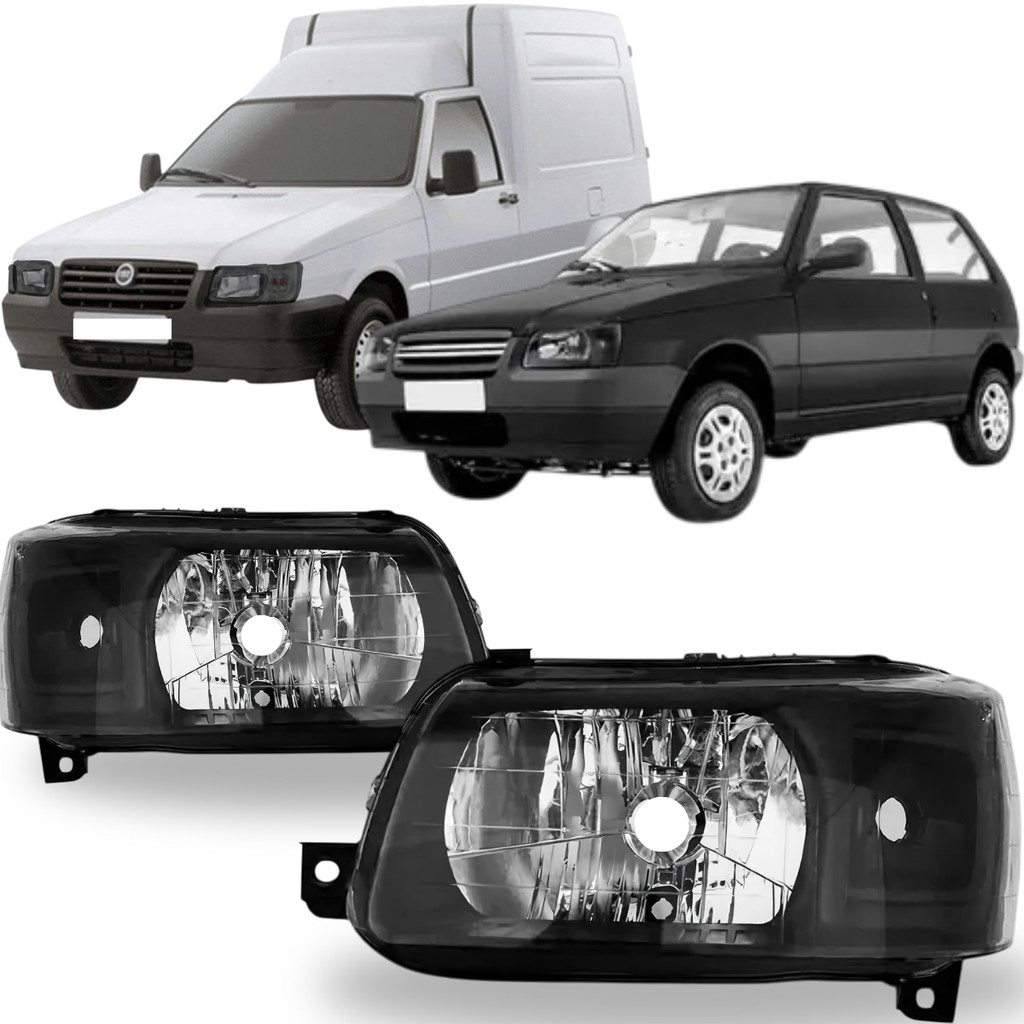 PAR FAROL FIAT UNO 2004 A 2014 MASCARA NEGRA | Shopee Brasil