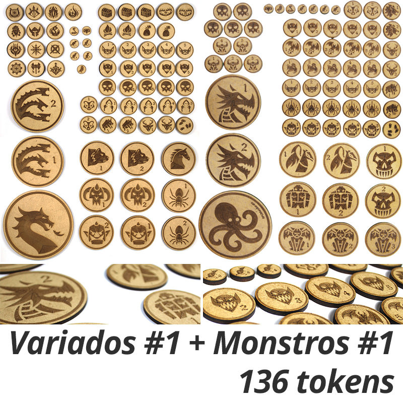 Kit Tokens para RPG - 136 unidades - Monstros #1 + Variados #1 | Shopee ...