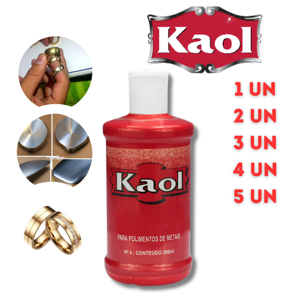 Kaol Kit Polidor de Metais Líquido 200ml Para Polimento/Brilho Limpa ...