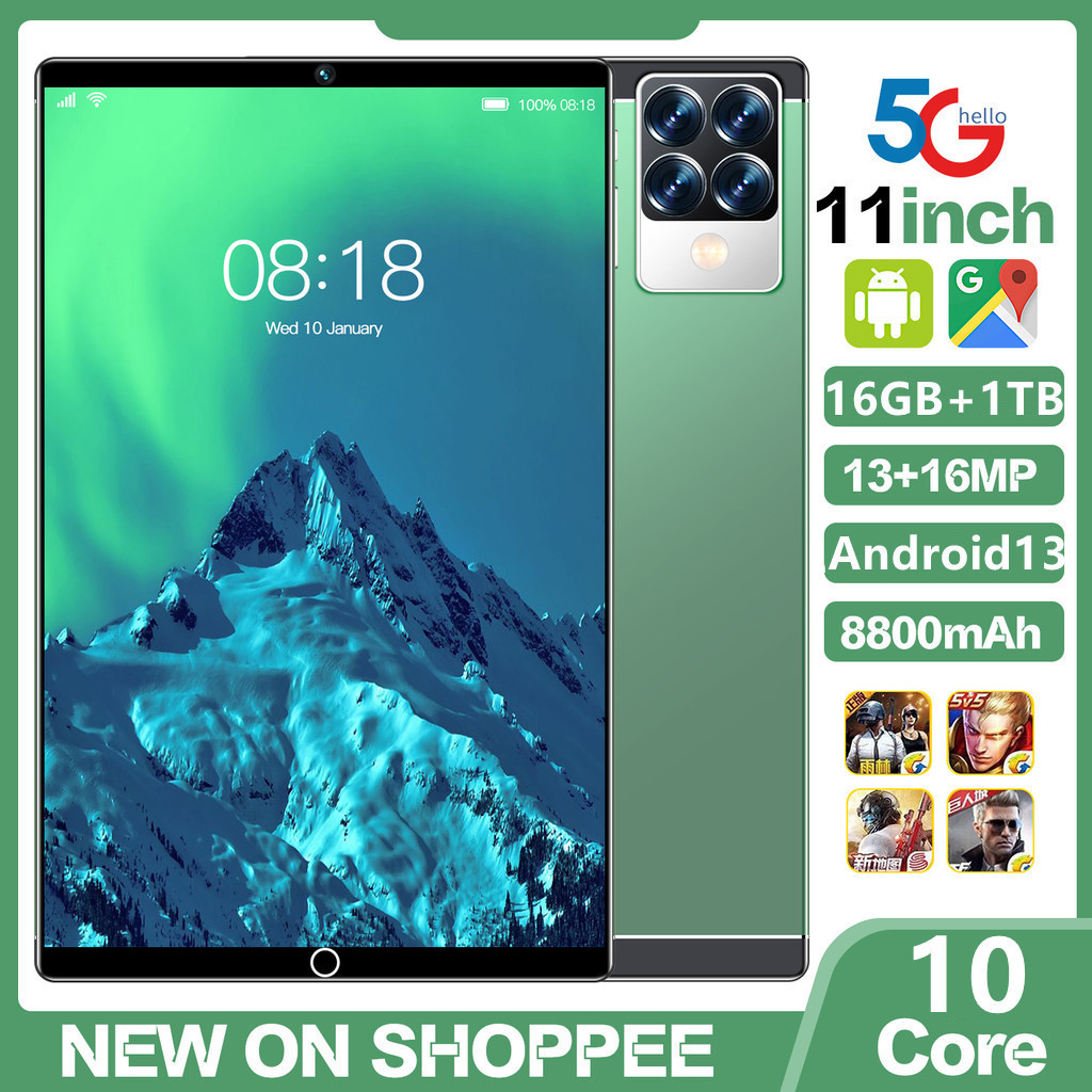 2025 Tablet PC 11 Polegada MTK6797 16GB + 1TB 8800mAh Android 13 ...