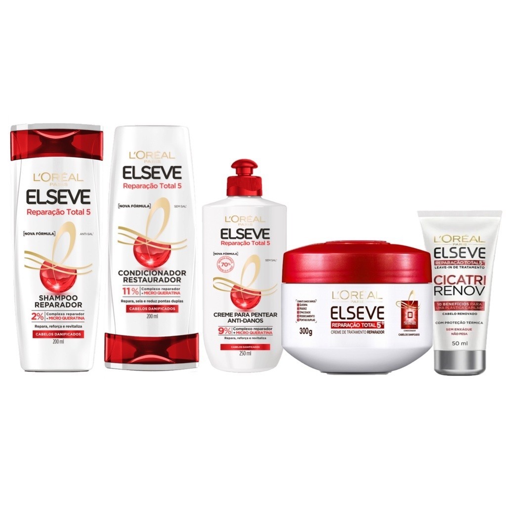 Kit Elseve reparação total 5 Shampoo - Completo - 5 itens | Shopee Brasil