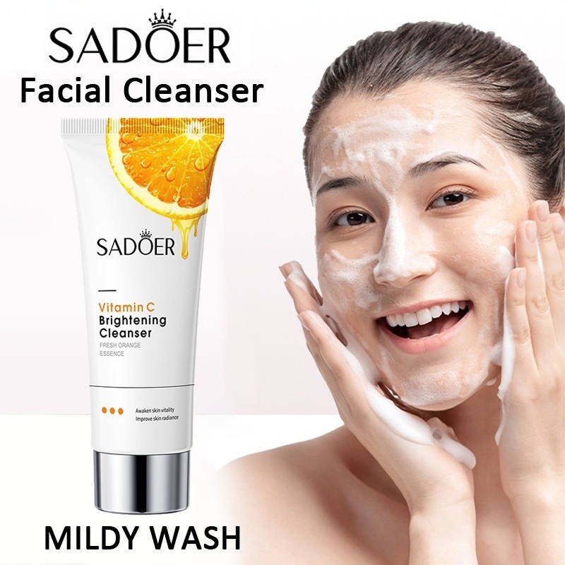 SADOER Vitamina C Limpador Clareador Laranja Fresco Essência Hidratante Hidratante Cleanser 100g ...
