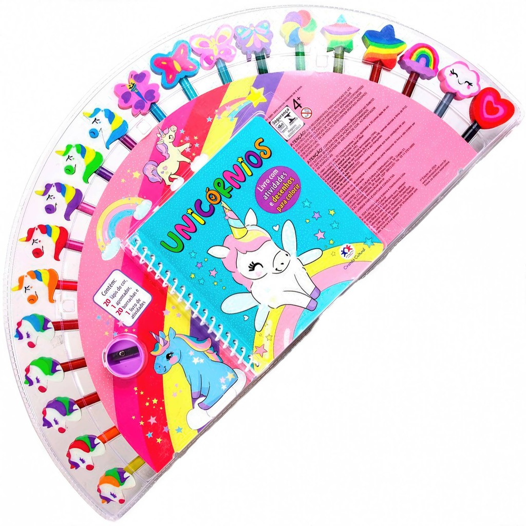 Livro Unicórnios 2 - Kit 20 Borrachas Divertidas + 20 Lápis + 1 ...