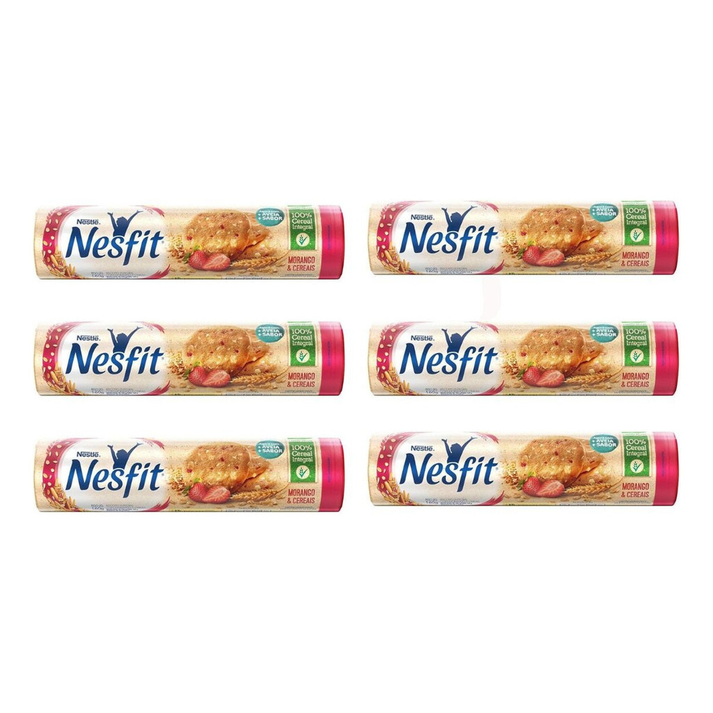 Kit Com 6 Biscoito Nesfit Morango E Cereais 160g | Shopee Brasil