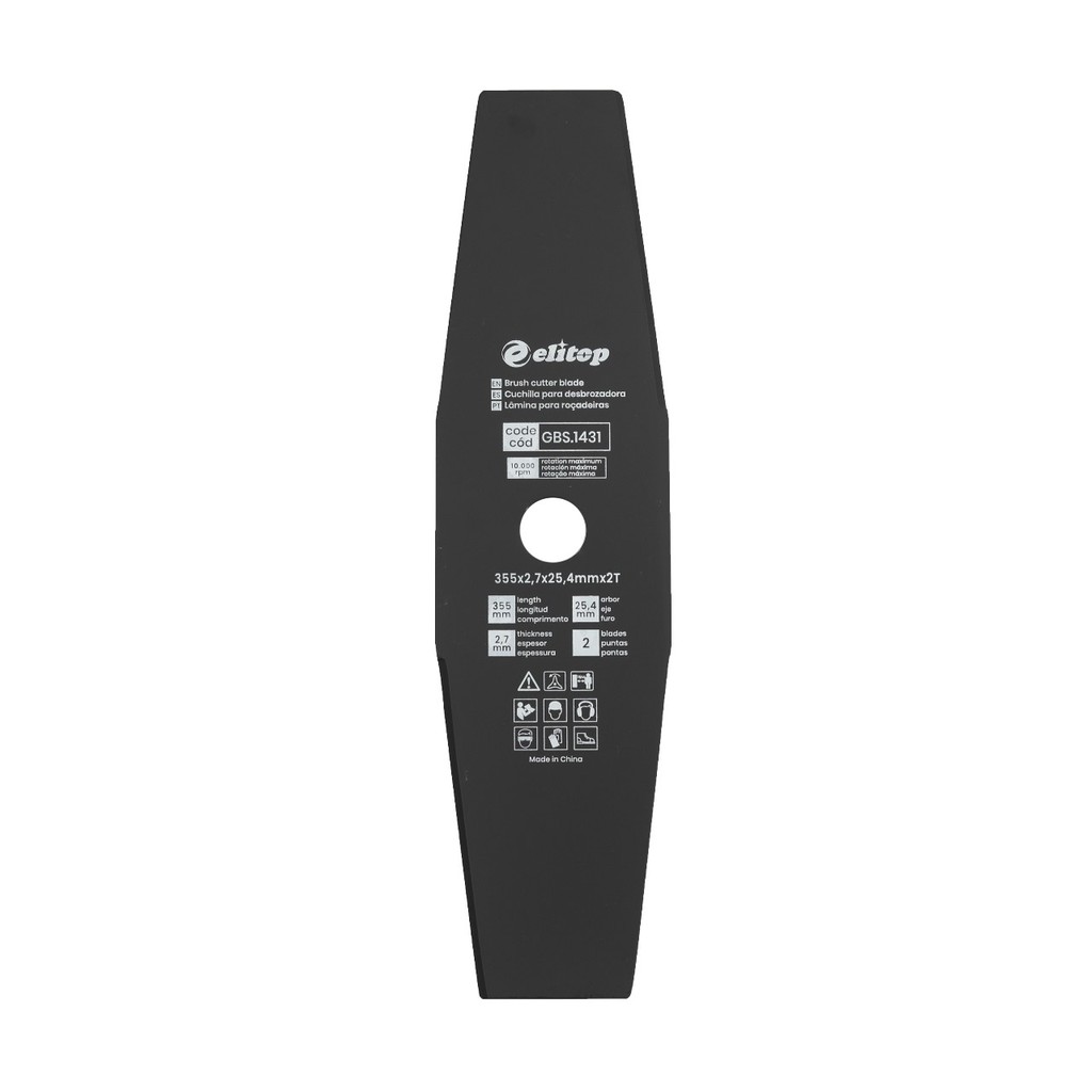 Lâmina para Roçadeira de 2 pontas 355 x 2.7 x 25.4mm x 2T ELITOP ...