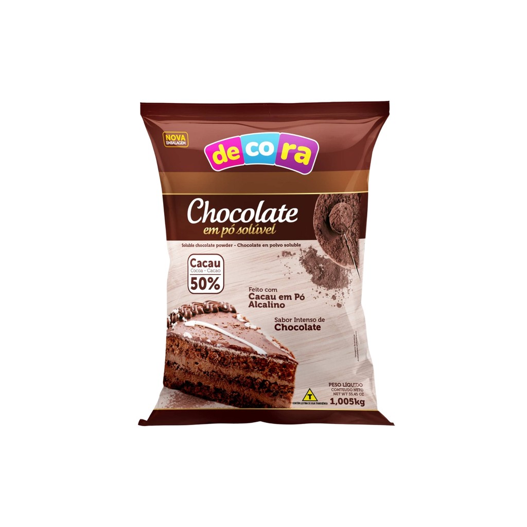 Chocolate em Pó Solúvel 50% Cacau Foods 1,005 kg para Confeitaria ...