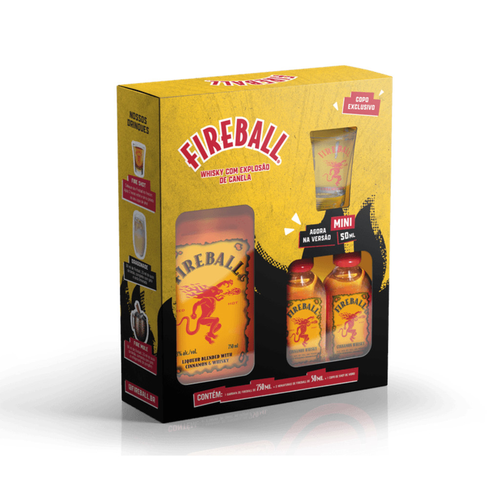 KIT FIREBALL + 2 MINIATURA + COPO SHOT | Shopee Brasil