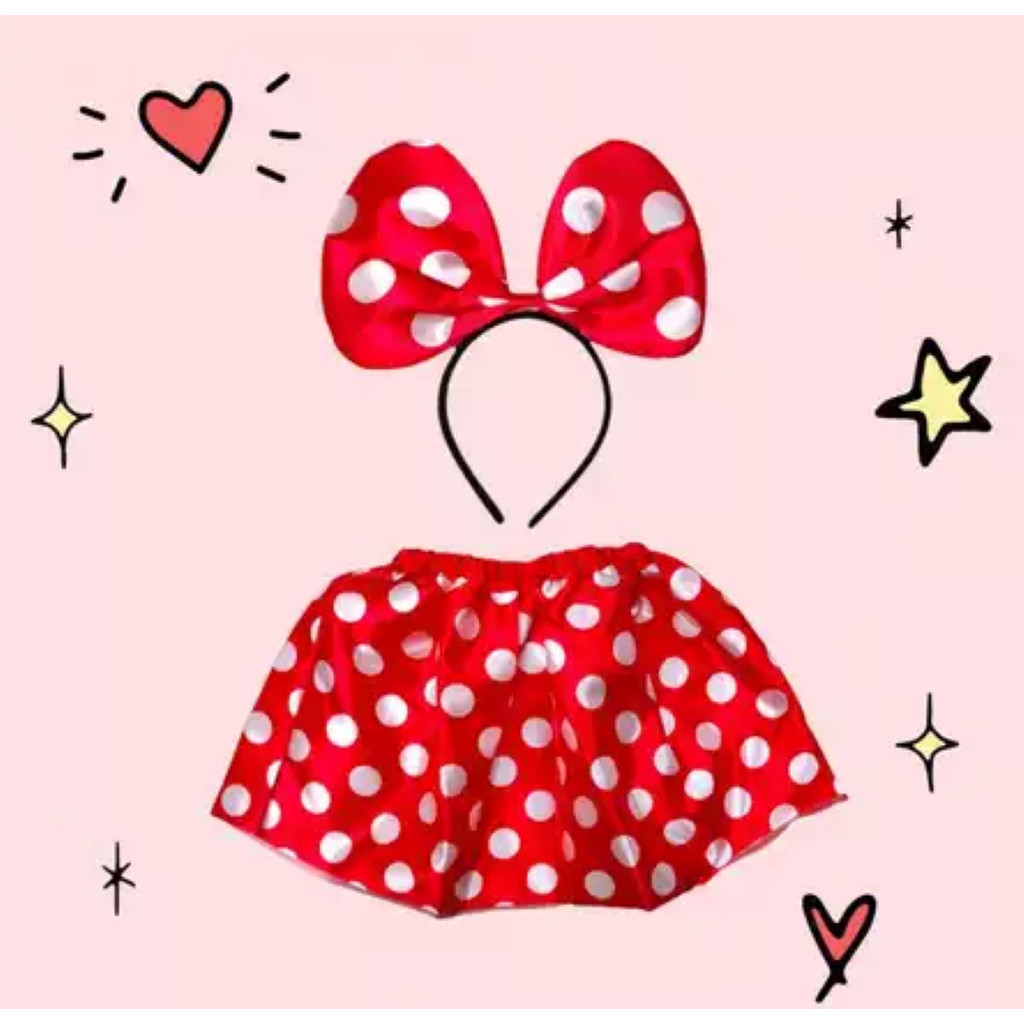 Fantasia Kit Saia E Tiara Festa Laço Minnie Carnaval adulto | Shopee Brasil