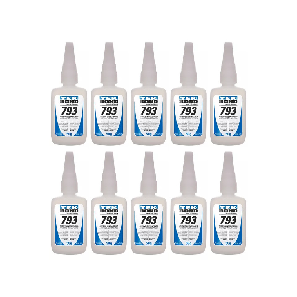 Kit 10 Cola Tekbond 793 Superbond Instantânea 50g Tips Adesivo | Shopee ...