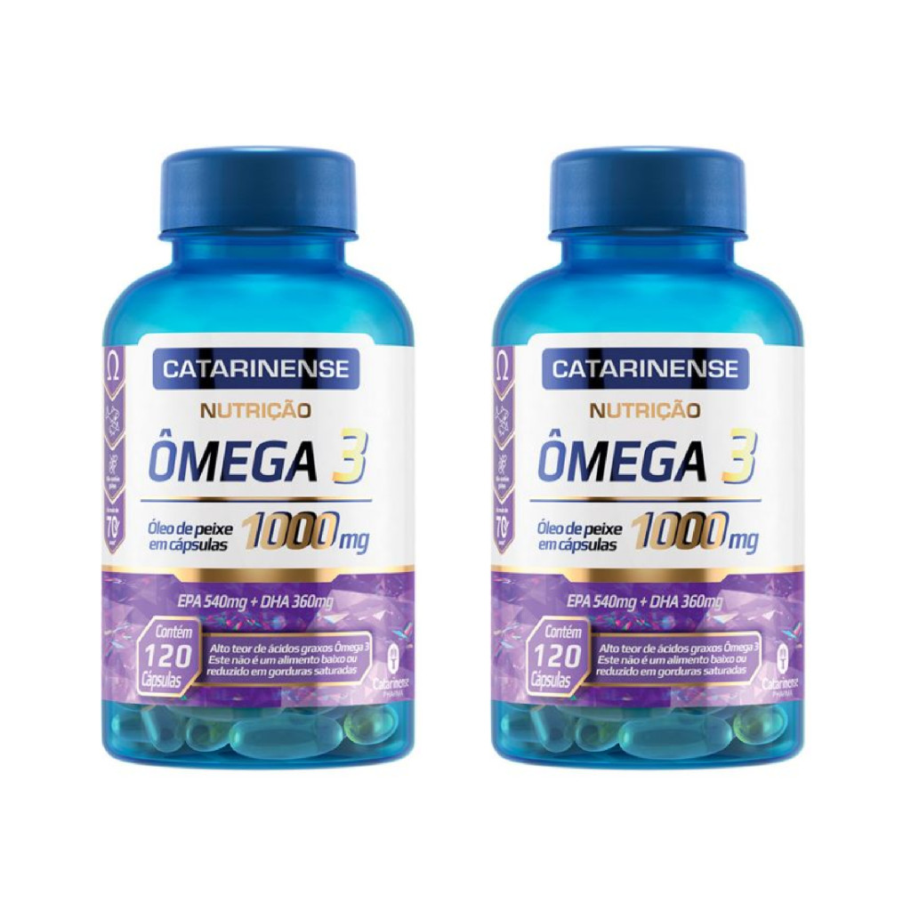 Nutrição Ômega 3 Óleo de Peixe em cápsulas em 100mg Catarinense 120 ...