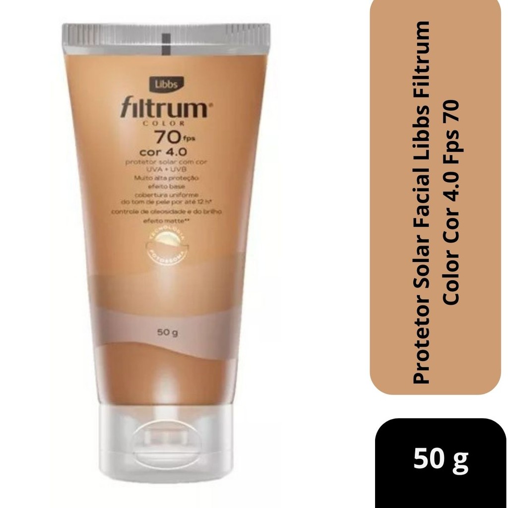 Protetor Solar Facial Libbs Filtrum Color Cor 4.0 Fps70 50g | Shopee Brasil