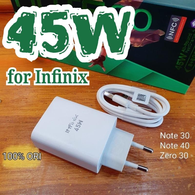 Carregador Para Rápido Infinix 45W Com Cabo 6A USB Tipo C Carregamento Compatível Zero 30 , Note ...