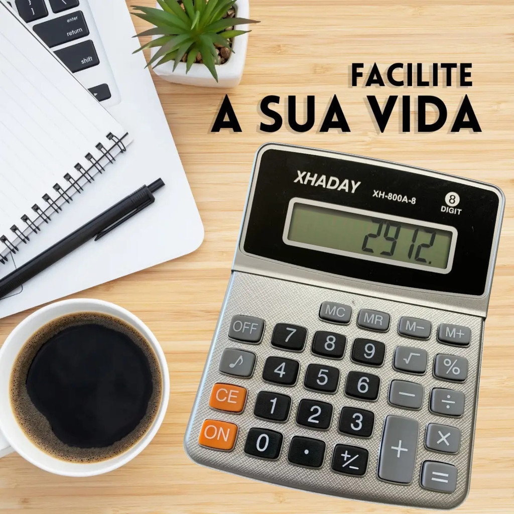 Calculadora Portátil X Cell 8 Dígitos Cinza com Bateria Interna numero ...