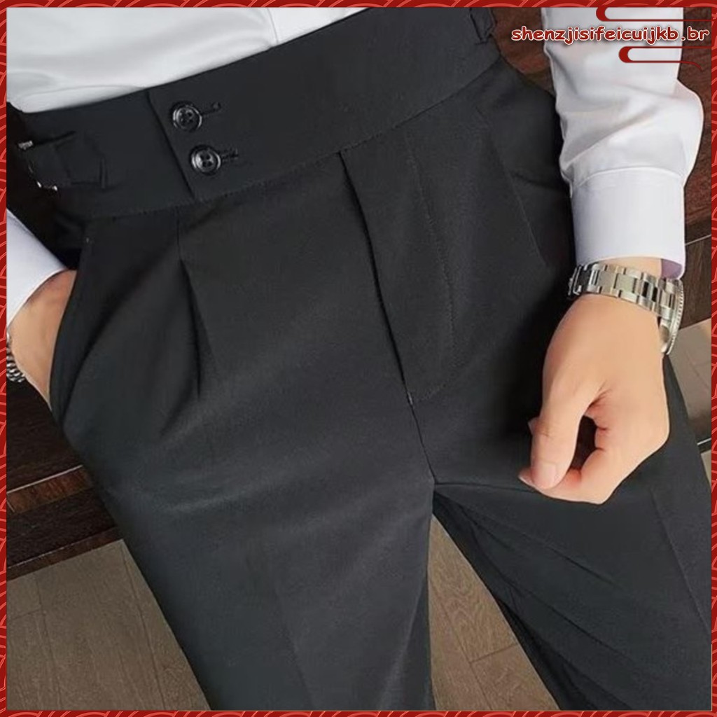 Calças De Terno Masculinas Estilo Coreano Fino Ajuste Magras Retro ...