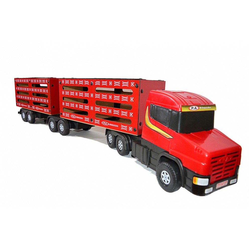 Caminhão Bitrem boiadeiro construído com chassis e cabine em plástico e ...