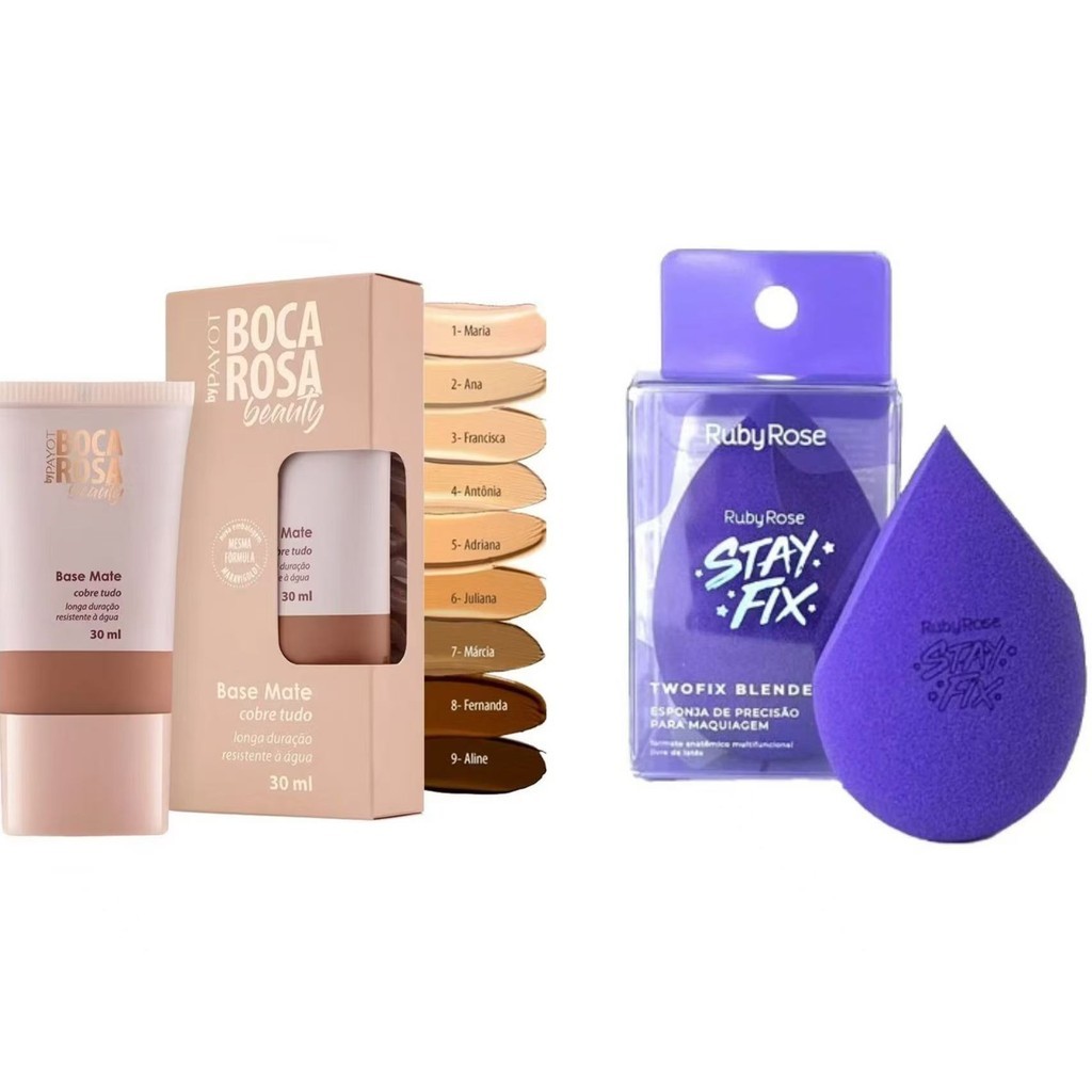 KIT Boca Rosa Base Líquida Matte Perfect By Payot + Esponja de ...