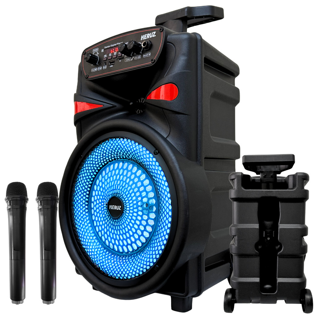 Caixa Amplificada Som Grande Potencia 2000w PMPO Rodinha e Suporte com ...