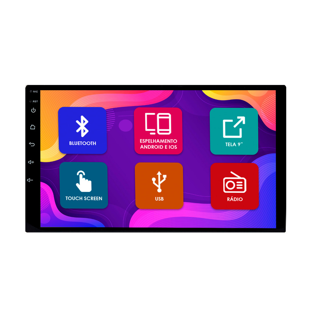 Central Multimídia 9 Pol Android Auto CarPlay H-Tech 2 Din HT-9125CA Bluetooth Usb Fm ...