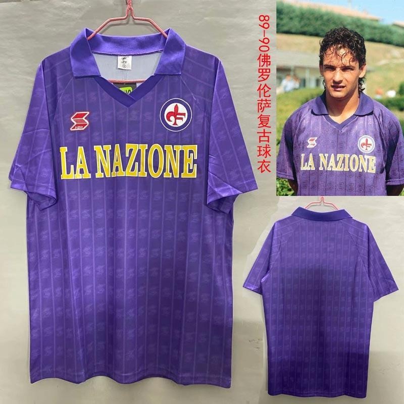 Série A 89-90 Fiorentina roxo retro camisa velha n ° 10 Baggio uniforme ...