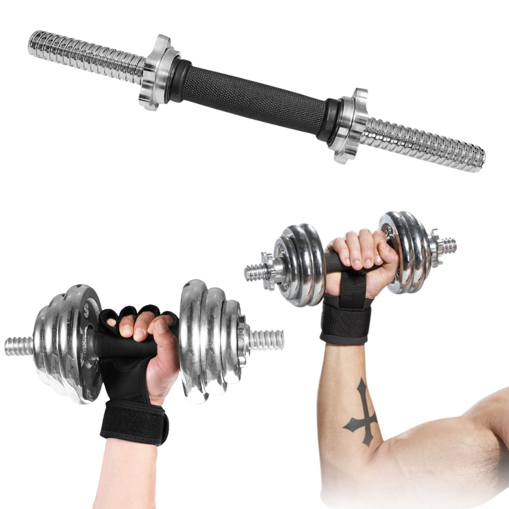 Barra halter inox 34 cm 28mm roscada sem anilha musculação rosca direta ...