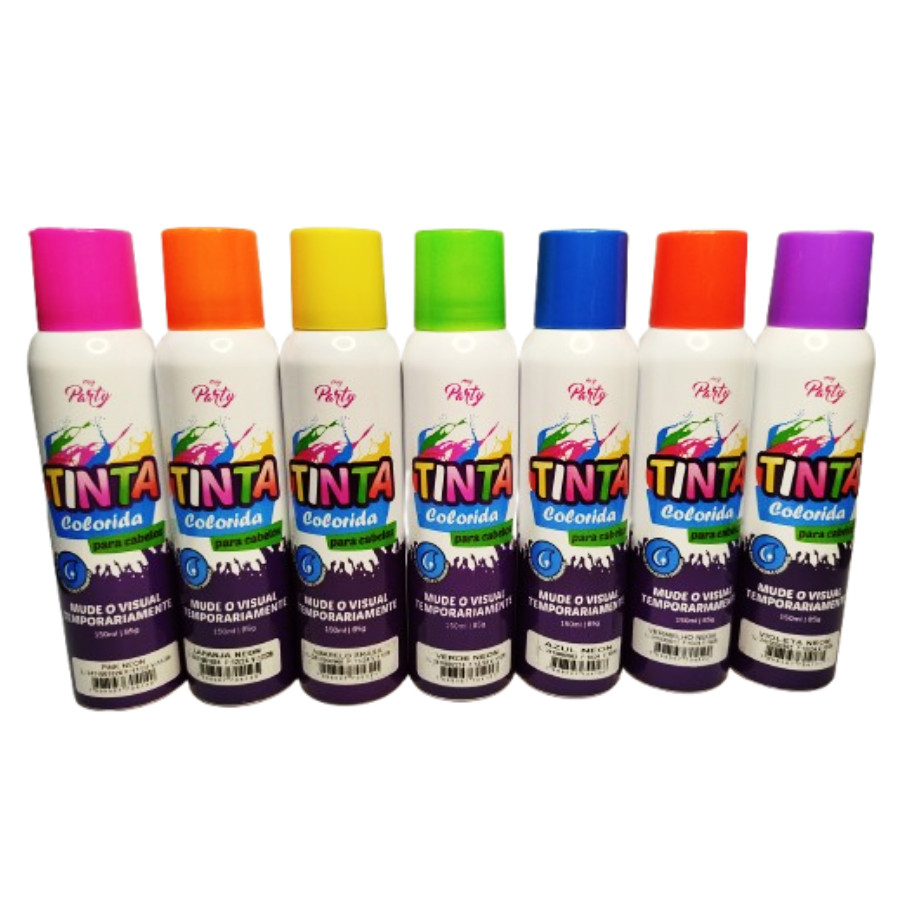 Tinta Spray Temporária Lavável Colorida 150ml para Cabelo kids e Adulto ...
