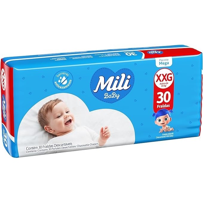 Fralda Mili Baby Mega XXG Com 30 Unidades | Shopee Brasil