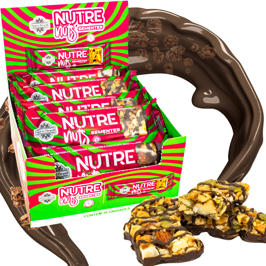 Caixa Com 16 Barras De Nuts Sementes E Frutas Nutre Brasil | Shopee Brasil