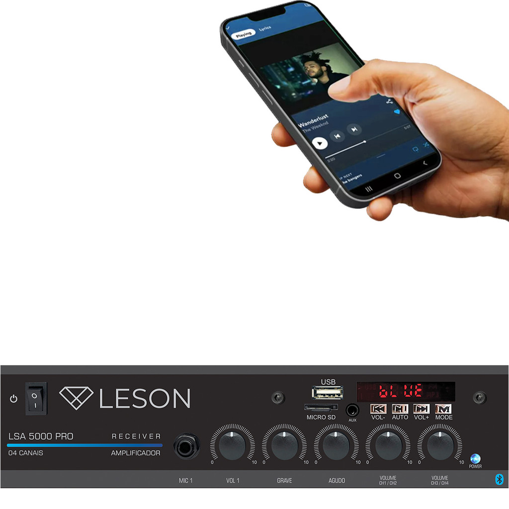 Amplificador Som 120Wrms Eq Grave Agudo 4Ch BT Leson LSA5000 | Shopee ...