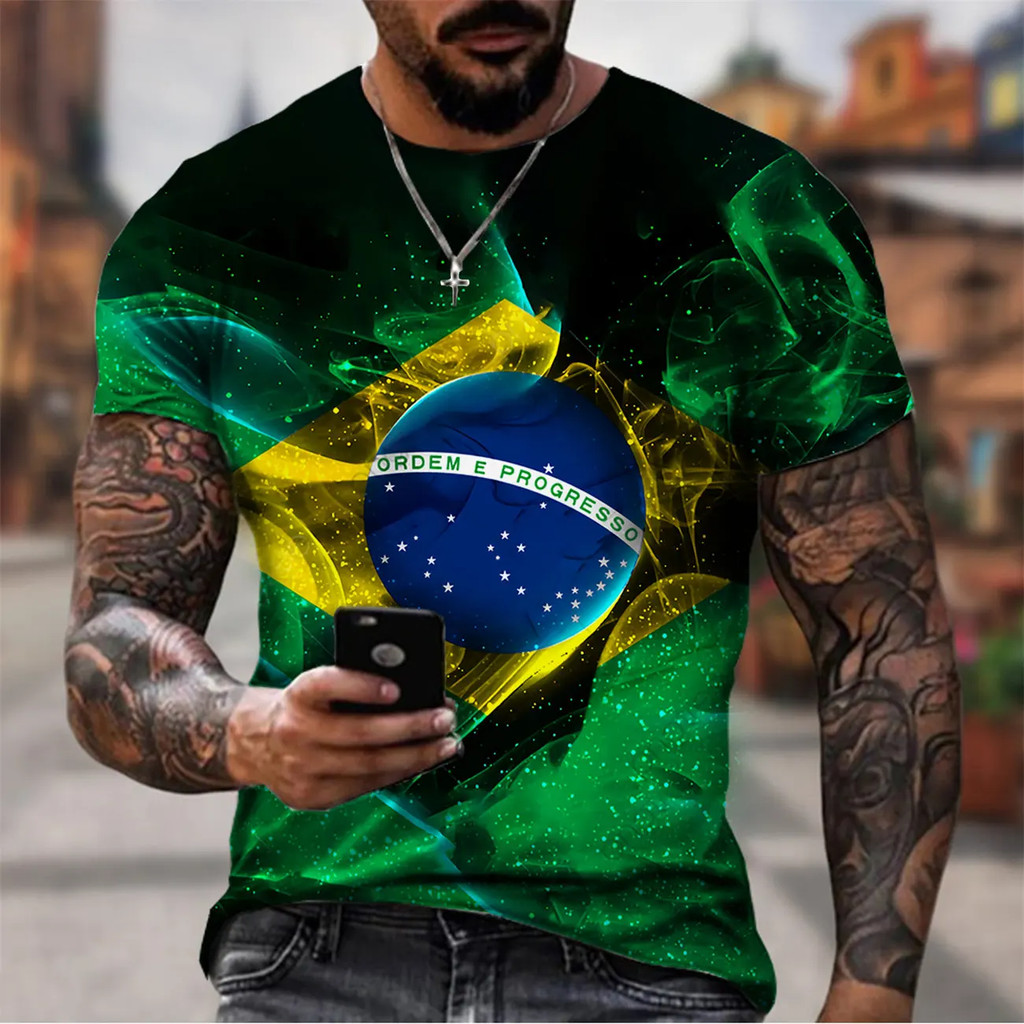 Homem Moda Brasil T Camisa Harajuku Bandeira Do Impressão 3D Casual ...