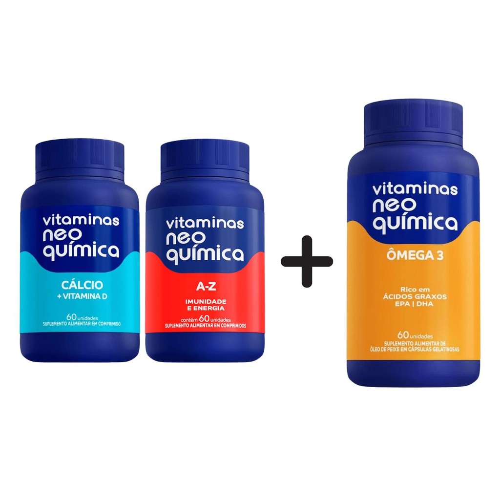 Kit Ômega 3 C/60 + A-z C/60 + Cálcio C/60 - Neo Química | Shopee Brasil