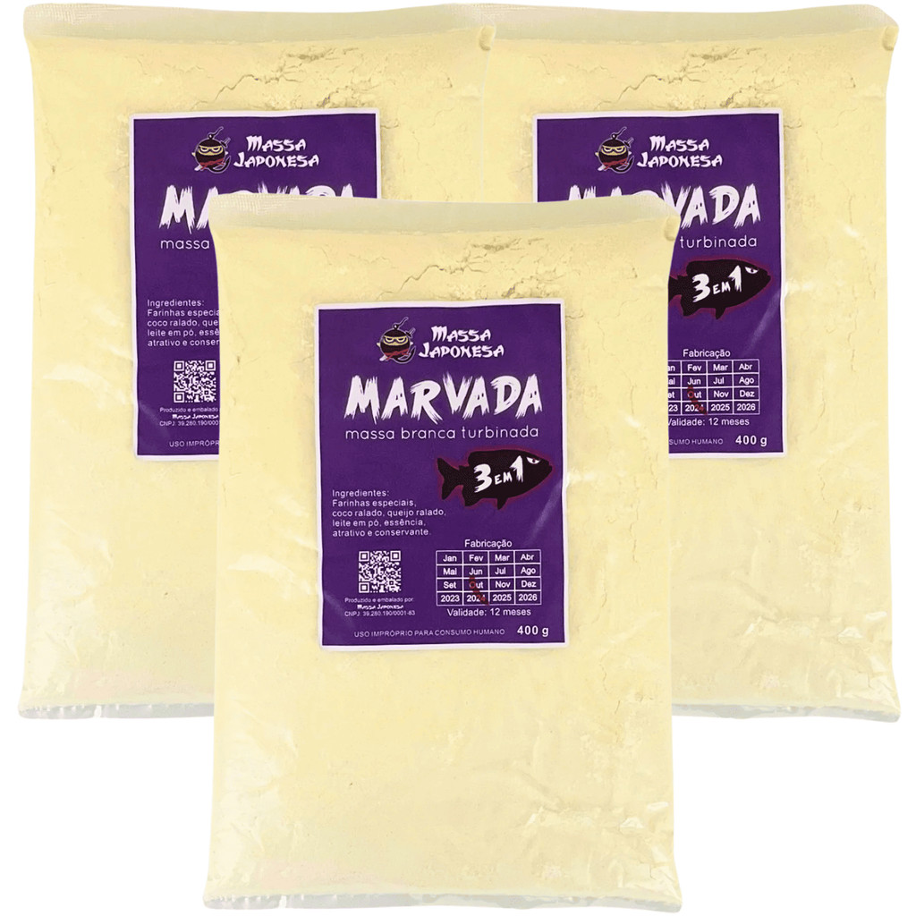 Massa Isca Japonesa Marvada 400 g 3 em 1 Massa Branca Turbinada Para ...