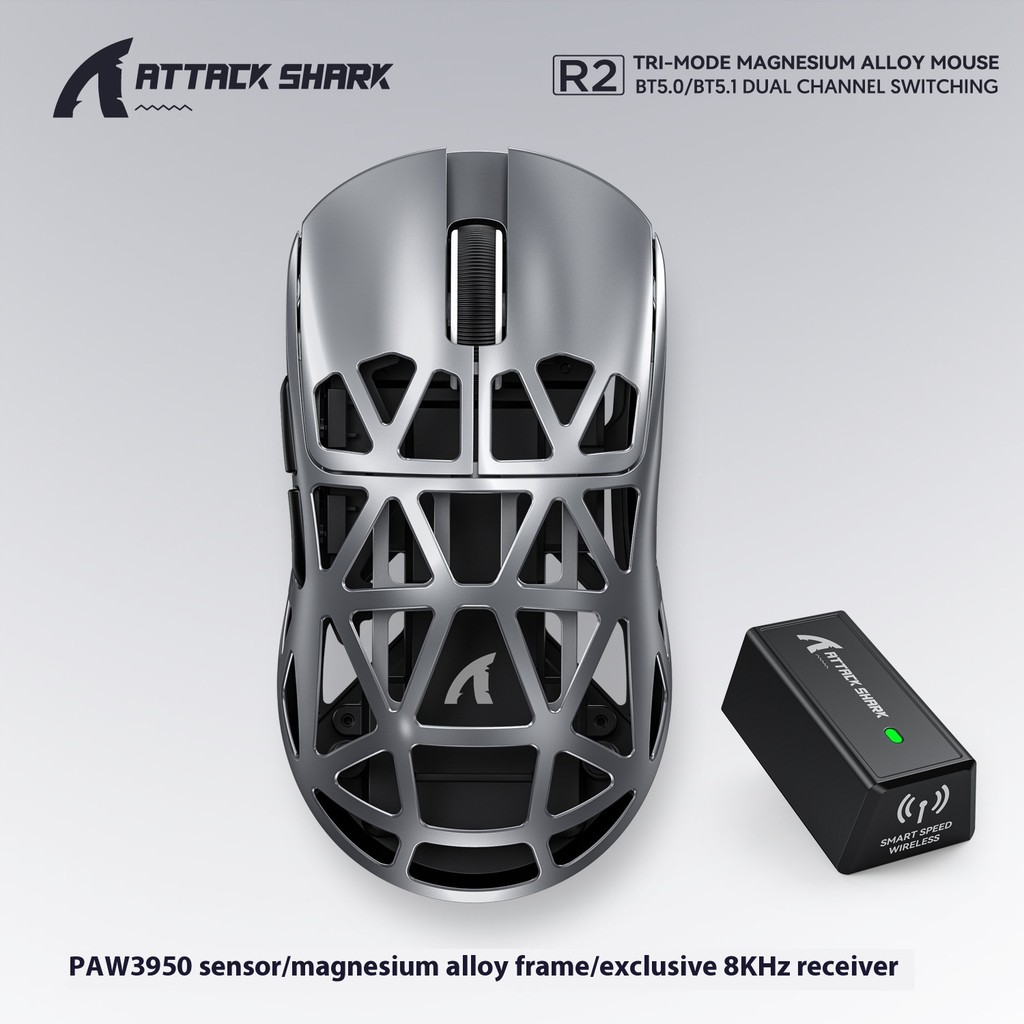 Ataque SHARK R2 Liga De Magnésio PAW3950 Mouse Para Jogos 8K , 45g ...