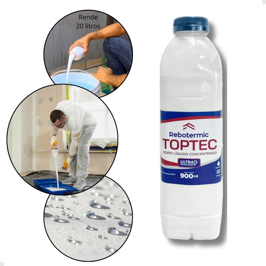 Liquido Selante Impermeabilizante Rebotermic TopTec 900ml Reboco Paredes Telhados Concreto ...