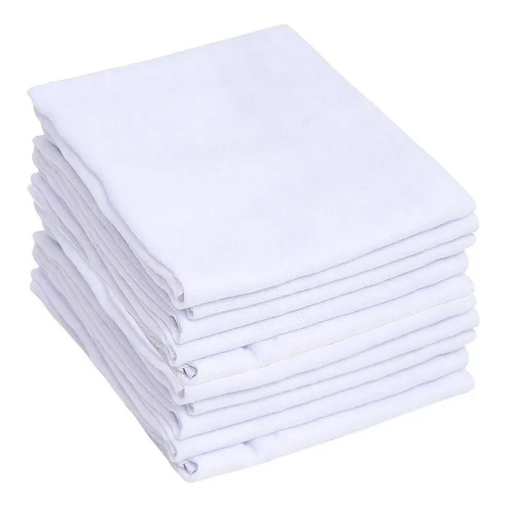 Fralda De Pano Bebê Kit 10 Caricia Baby Branca 60x60cm 100% Algodão ...