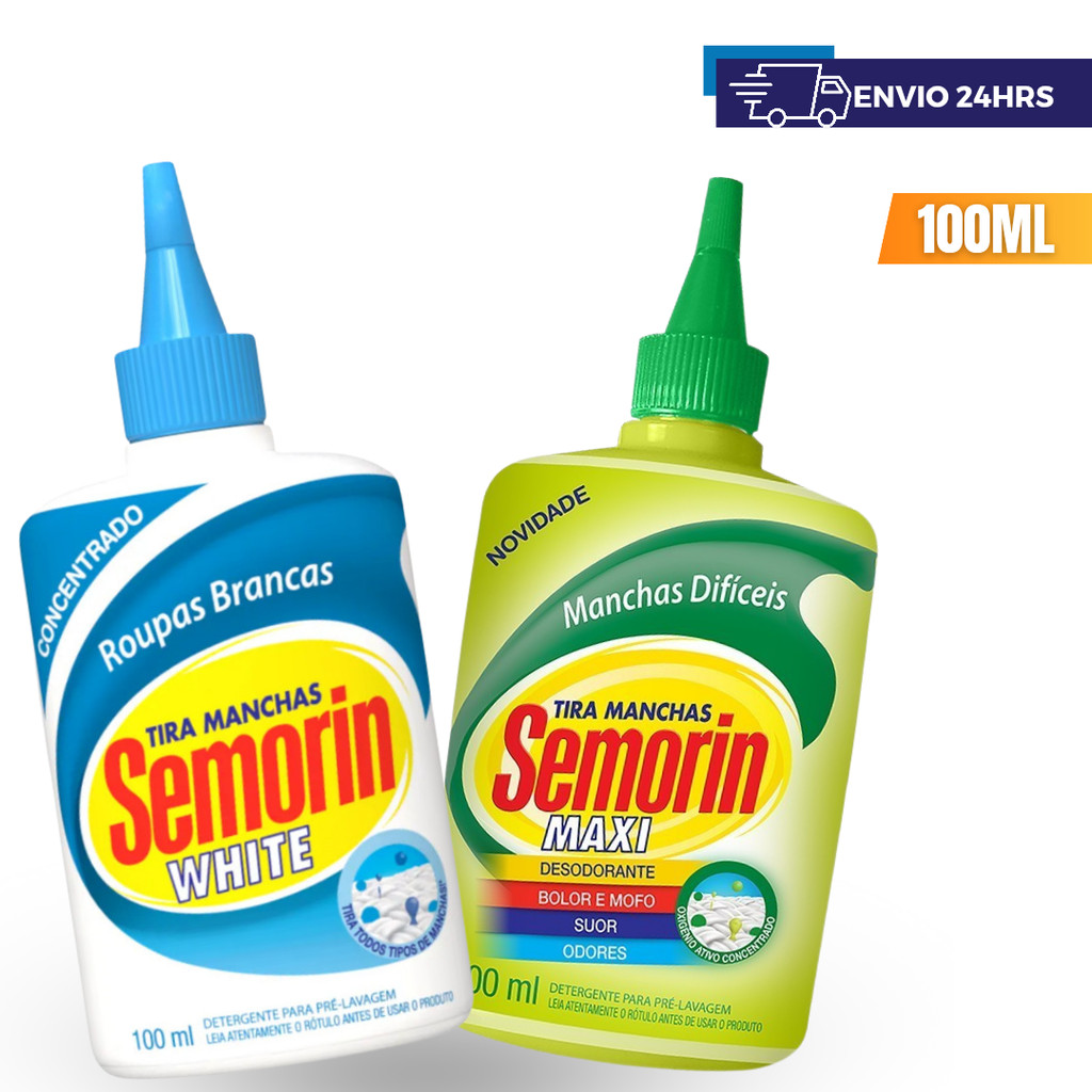 Tira Manchas Semorin 100ml Concentrado Maxi White Tira Gorduras Mofo Remove Difíceis Roupas ...