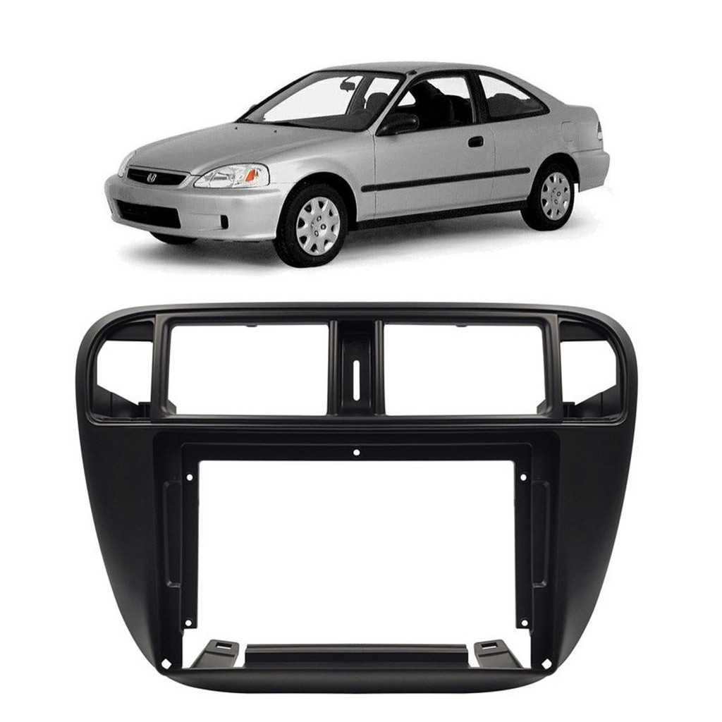 Moldura Painel Central Multimidia 9 Polegadas Civic Ar Digital 1996 à 2000 Preto Fosco Expex ...