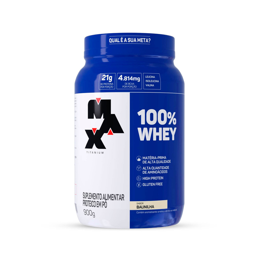 100% Whey Max Titanium 900g Proteína Concentrada WPC | Shopee Brasil