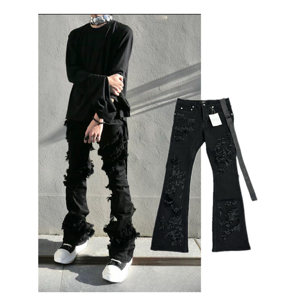 Rick Owens Ribbon High Stretch Slim-fit Micro-Flared Jeans | Shopee Brasil