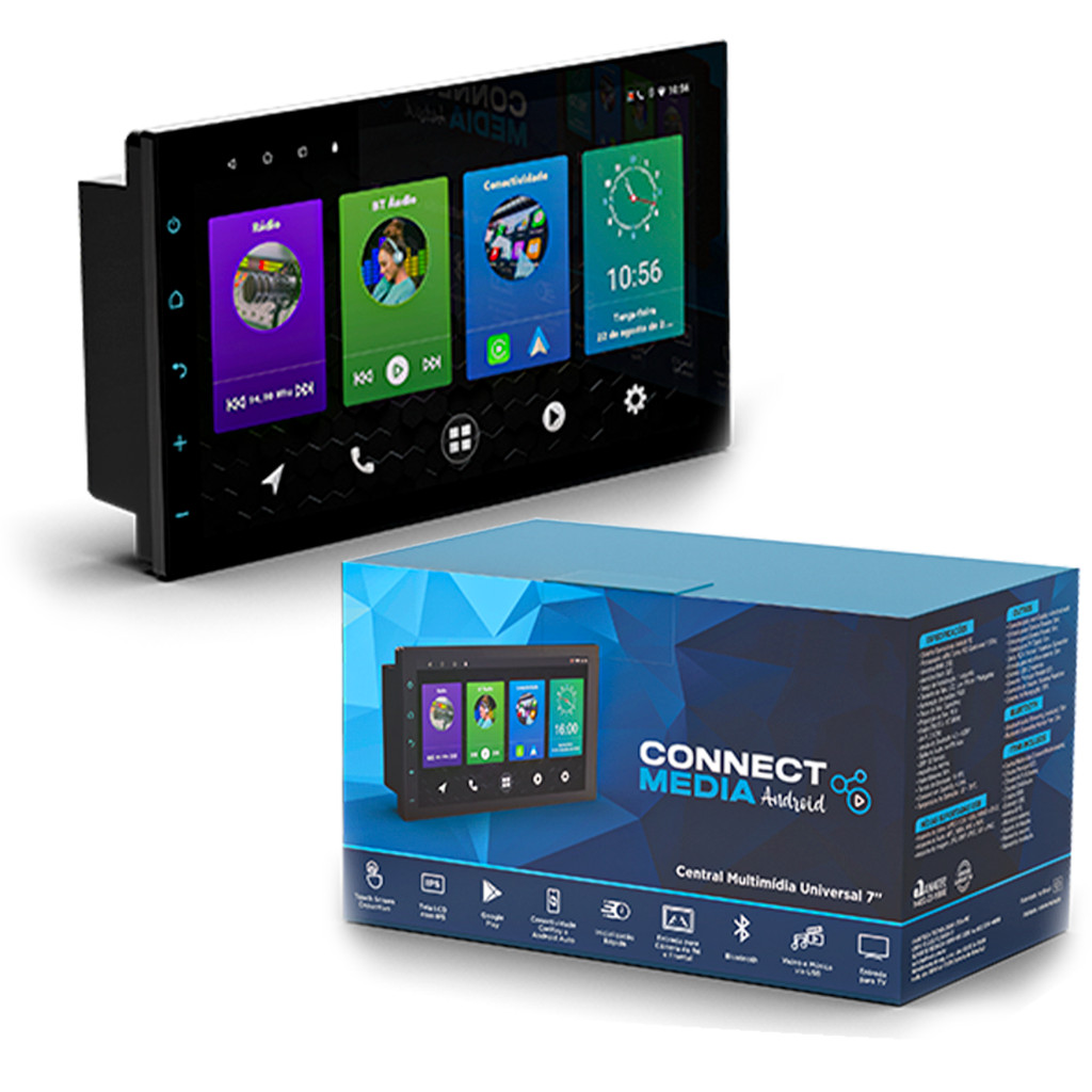 Central Multimídia 7" 2 Din Android C/ Carplay Android Auto Faaftech FT-MM-CMA7 | Shopee Brasil