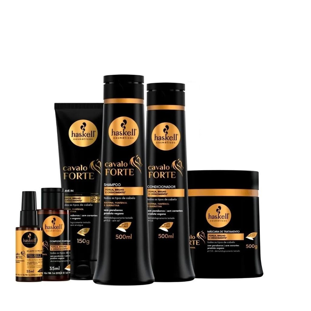 Kit Haskell Cavalo Forte Sh Cond Máscara 500ml 6 Itens Completo | Shopee Brasil