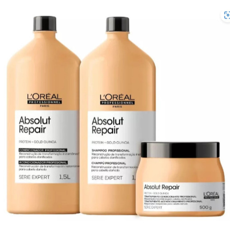 Trio Loreal Profissional Gold Quinoa Reparação Capilar Original ...