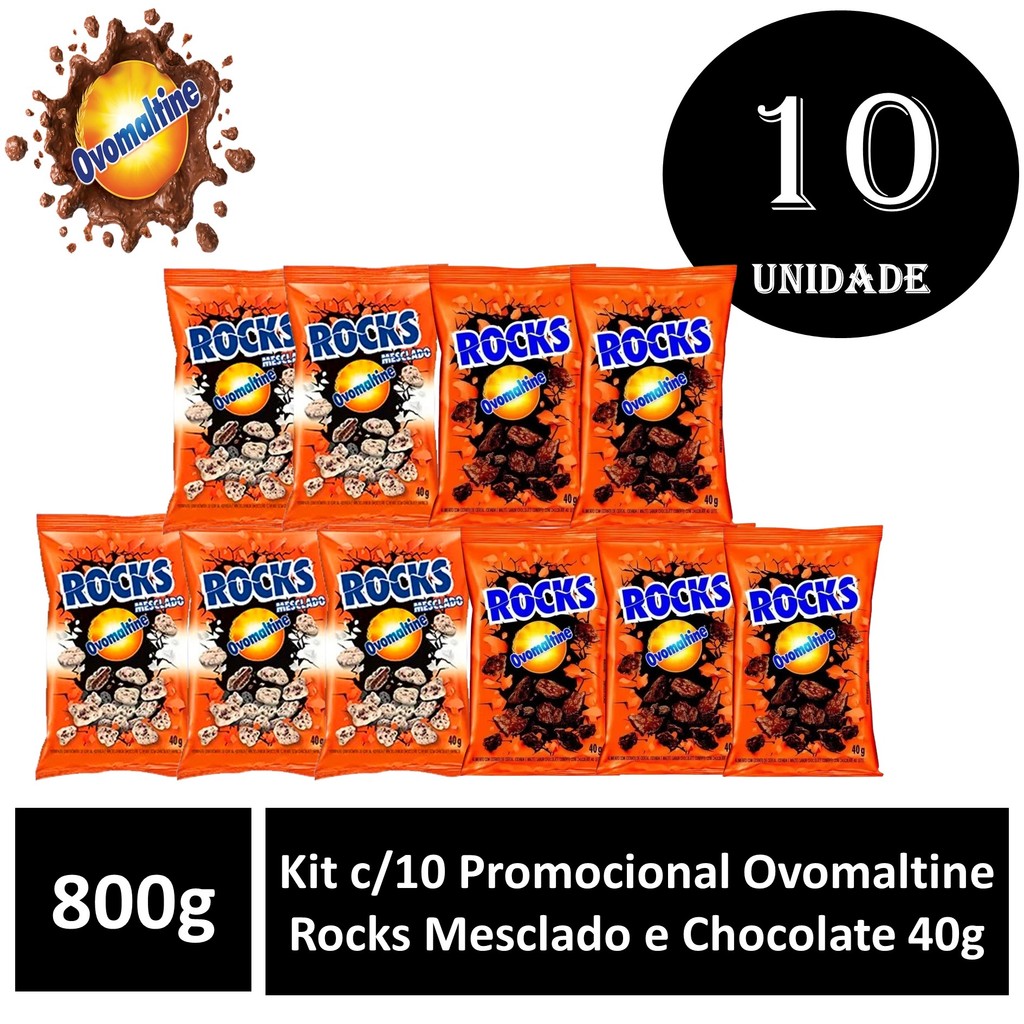 Kit c/10 Promocional Rocks Ovomaltine Mescl Chocolate 40g | Shopee Brasil