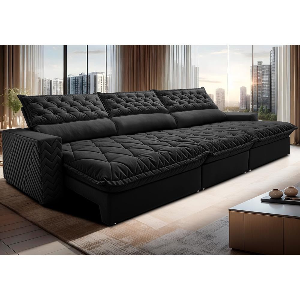 Sofá Retrátil e Reclinável 3,85m Cama inBox Spazus. Velusoft | Shopee Brasil