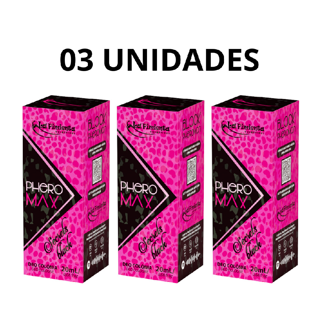 03 Perfumes Feromonio Feminino Phero Secret Black 20ml | Shopee Brasil