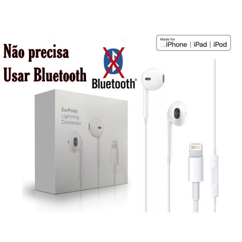 Fone de ouvido com fio original Apple Lightning do iPhone 7 ao 14Pro ...