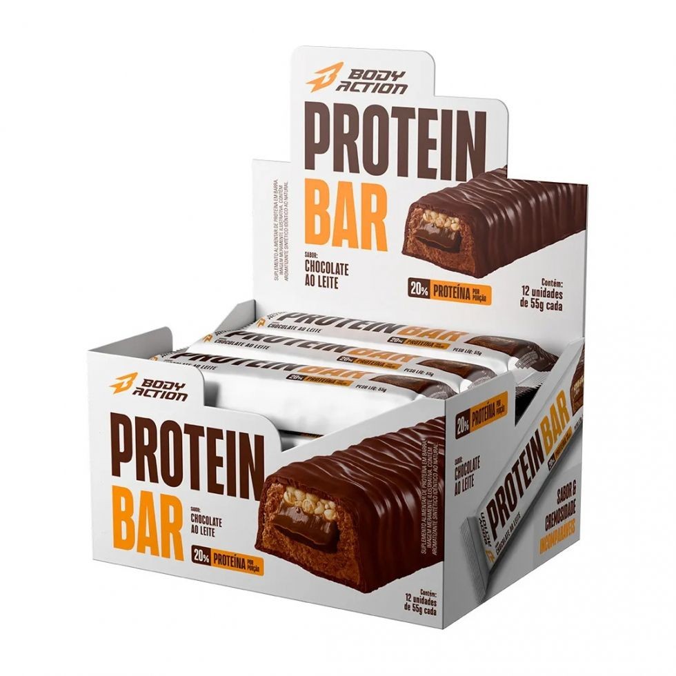 Protein Bar (Display 12 unid 55g) - Sabor: Chocolate ao Leite | Shopee ...