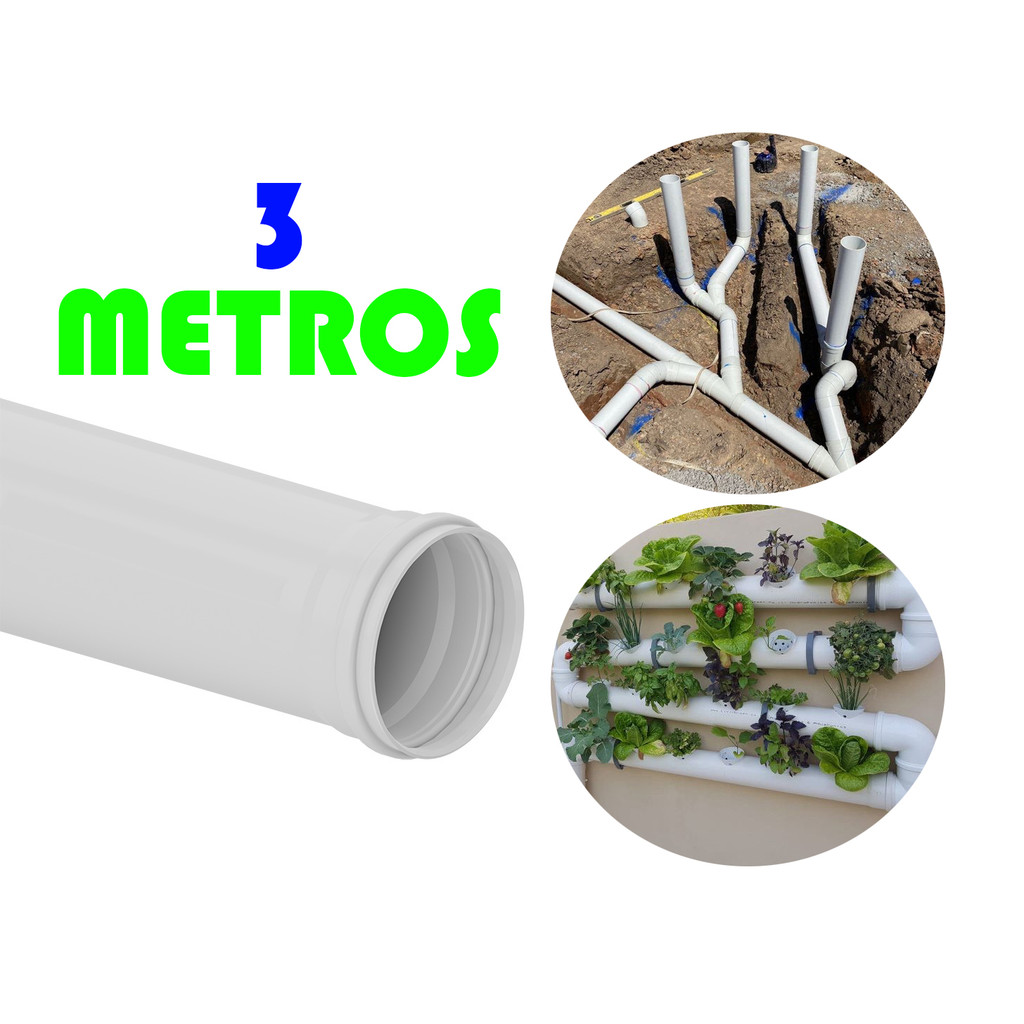 Cano Tubo Esgoto 3 Metros Branco 50mm 1.1/2 p/ Conexões PVC | Shopee Brasil
