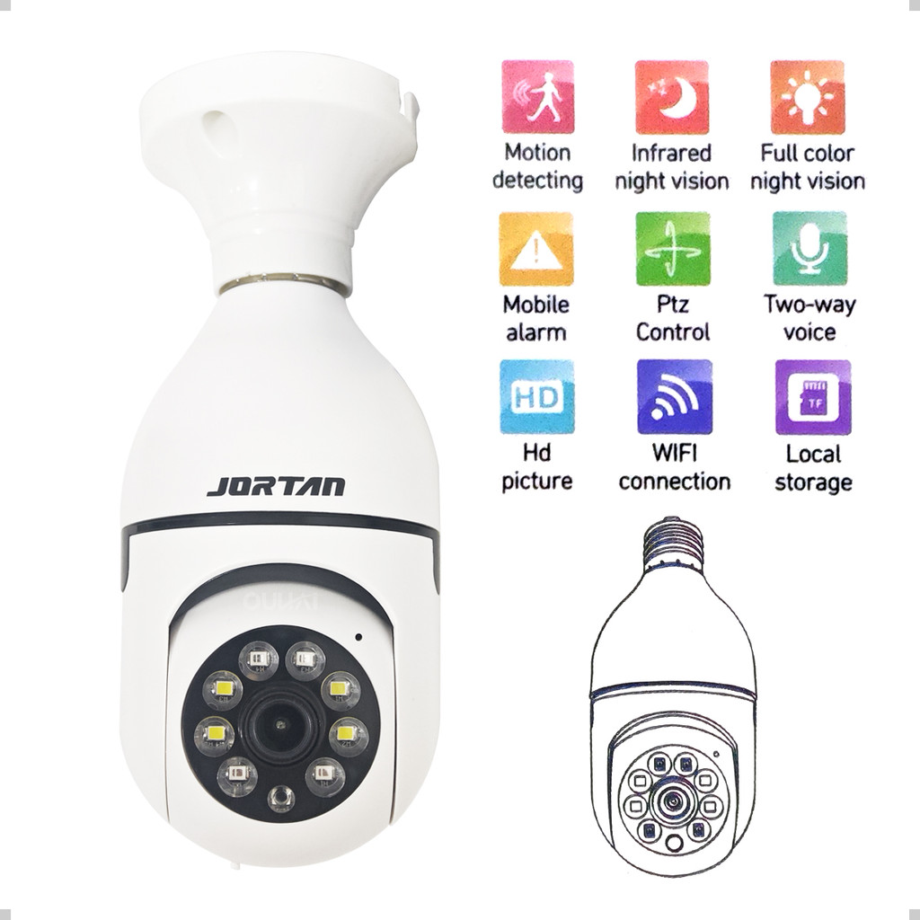 Jortan Câmera Segurança ip Wifi 100% satisfação Sem fio lampada bocal ...