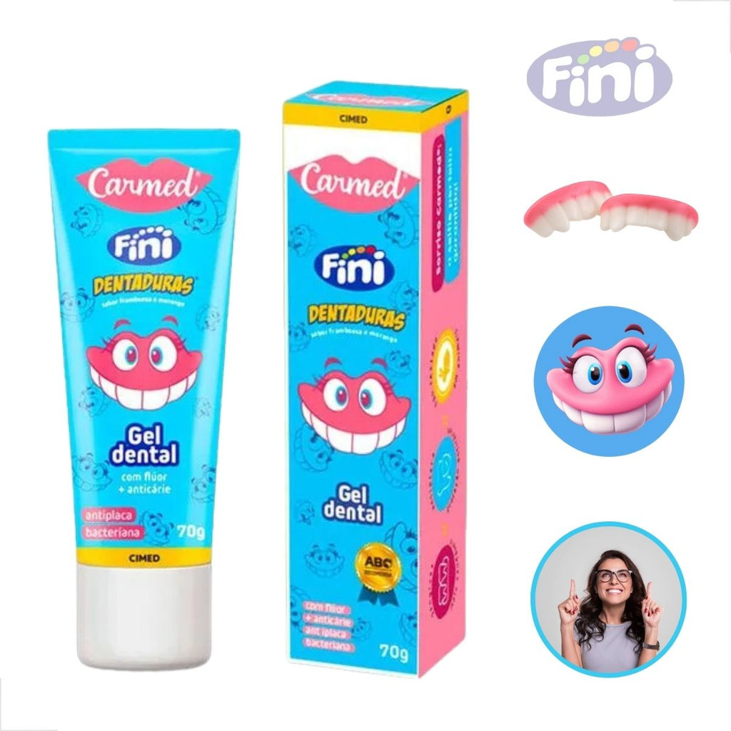 Pasta De Dente Carmed Fini Dentaduras Adulto Infantil Fluor | Shopee Brasil